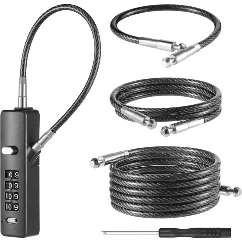 MAXAYA Locks For Outdoor Gates, 4-Digit Small Cable Locks With Co ...