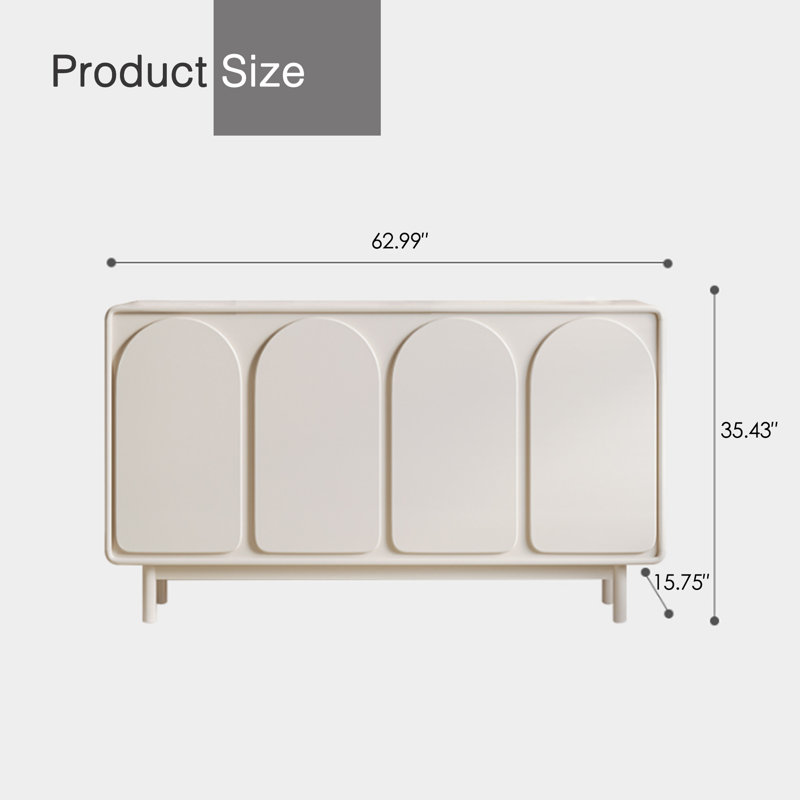 Corrigan Studio® 63" Beige Arched Door Buffet Sideboard with 4 Door ...