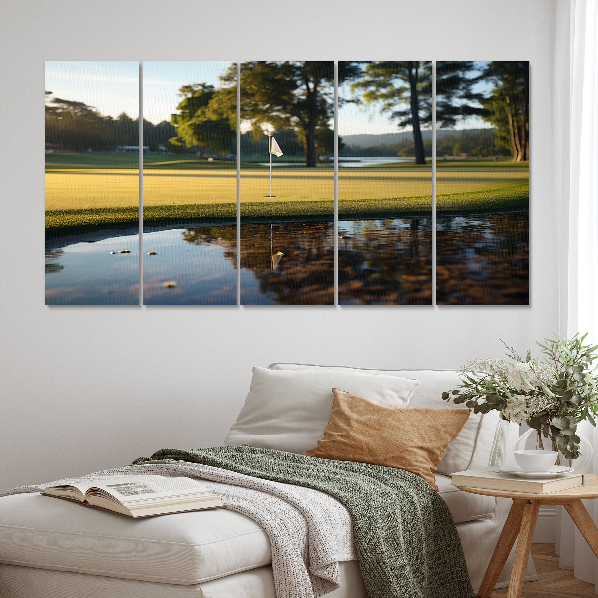 Ebern Designs Golf Putting Green Tranquility II On Canvas 5 Pieces ...