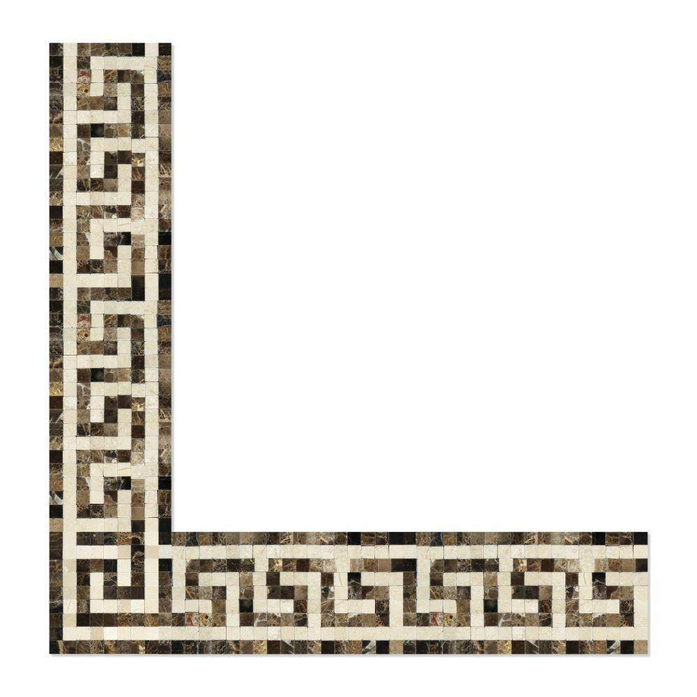 Stone & Tile Shoppe, Inc. Emperador Dark Greek Key Border Corner with ...