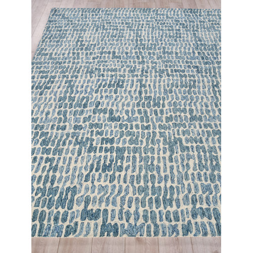 Exquisite Rugs Ink Blot Hand Tufted Wool Abstract Area Rug in Ivory ...