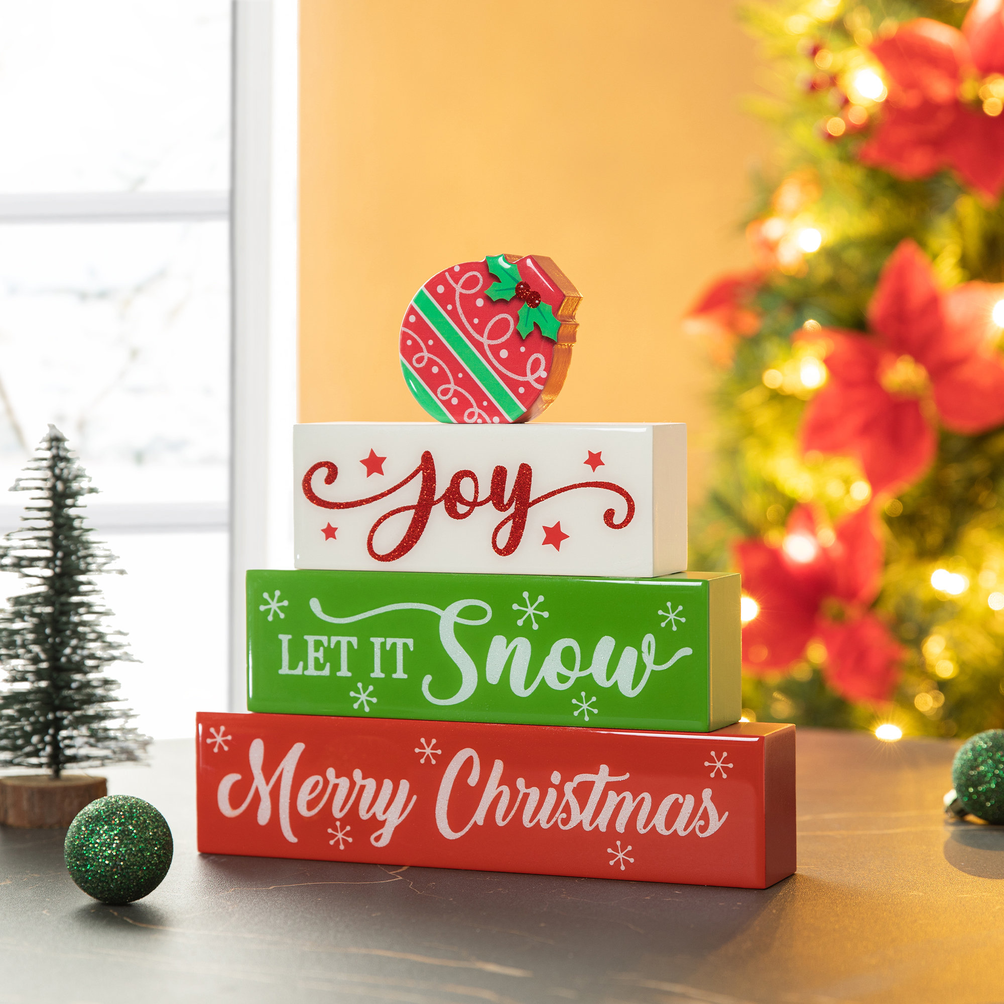The Holiday Aisle® 9.5"L Christmas Wooden Block Word Sign | Wayfair