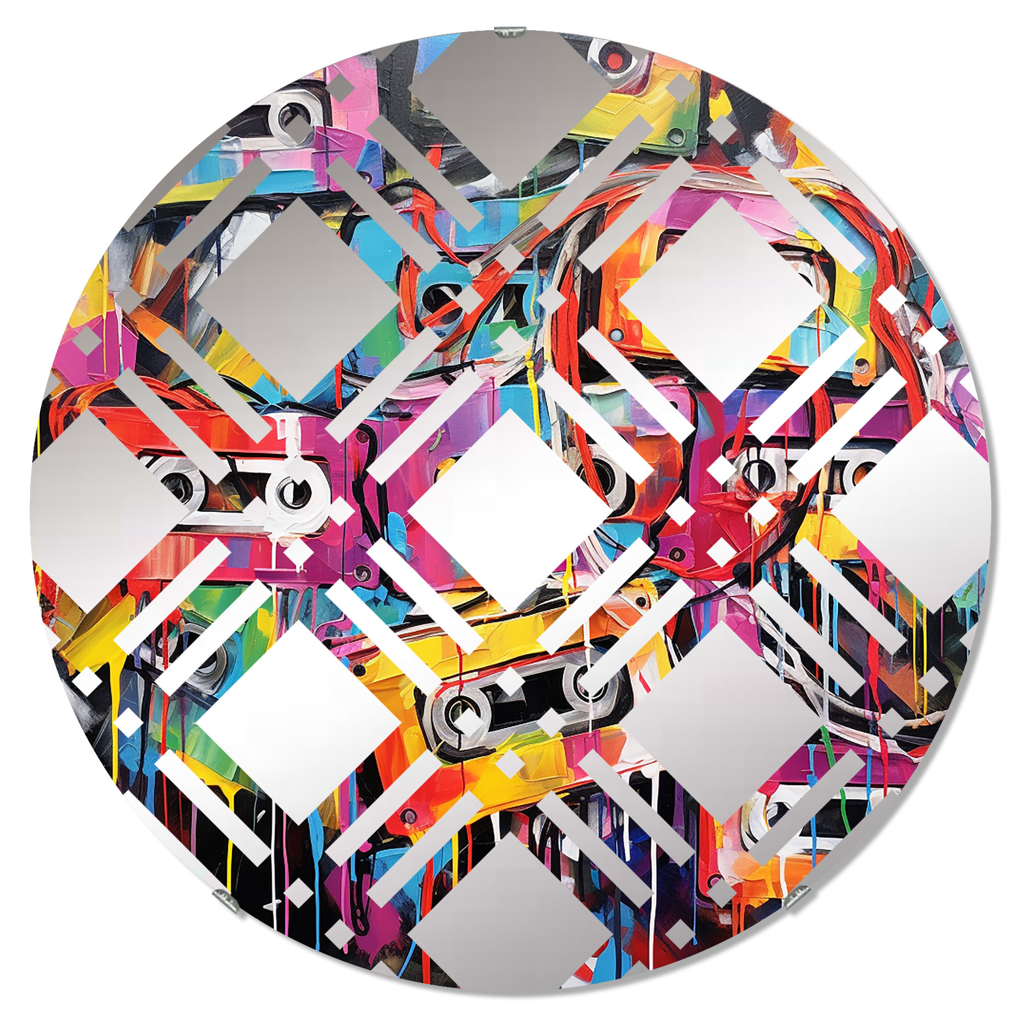 Design Art Cassette Tapes Tangled Tunes I - Plaid Decorative Mirror ...