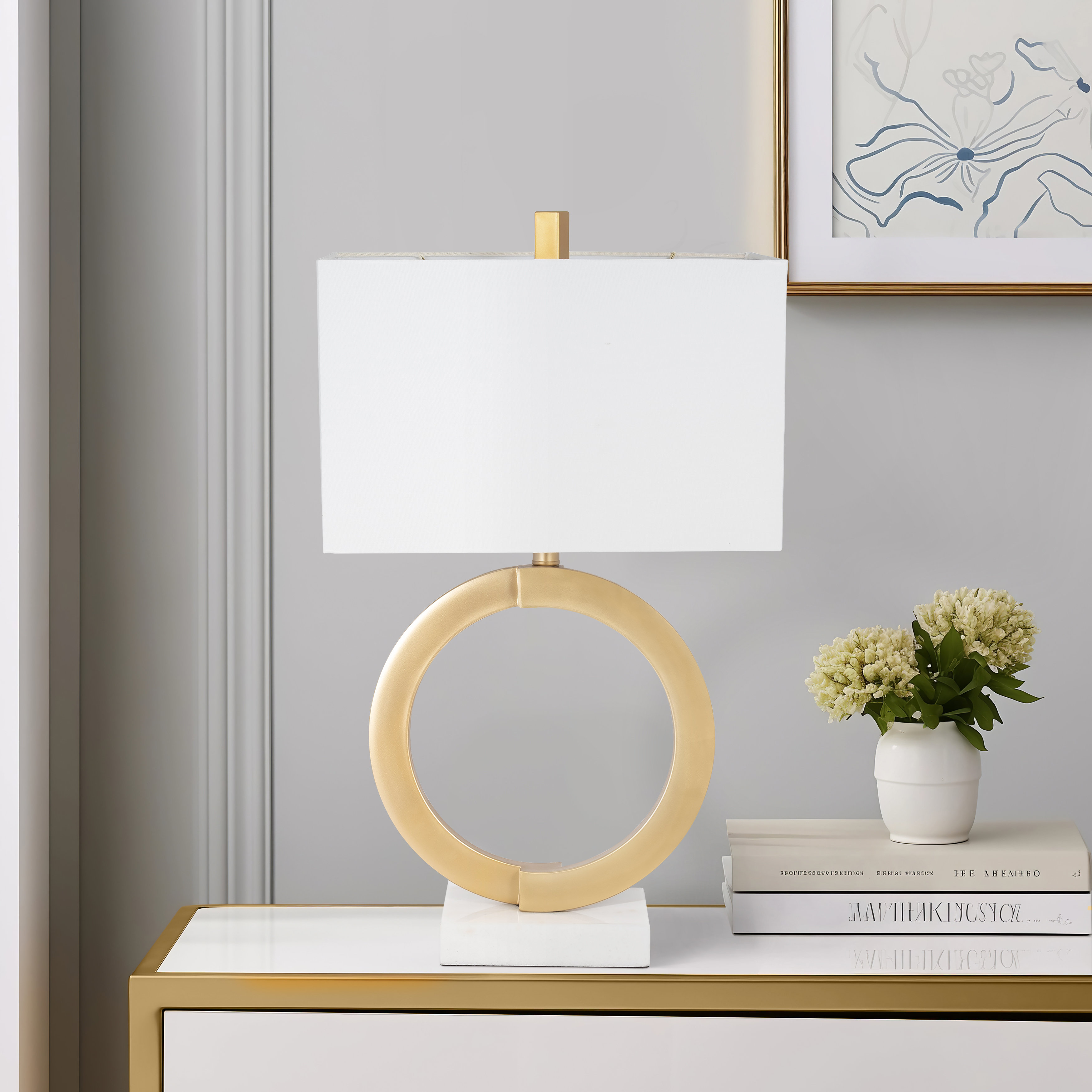 Everly Quinn Trulli Gold Glam Circle Metal Table Lamp - Wayfair Canada