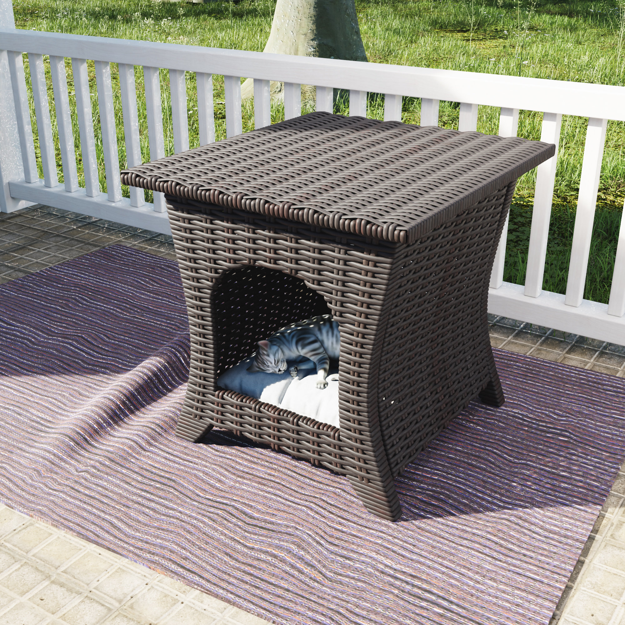 Tucker Murphy Pet™ Durvasa Wicker Outdoor Table with Cat Bed & Reviews ...