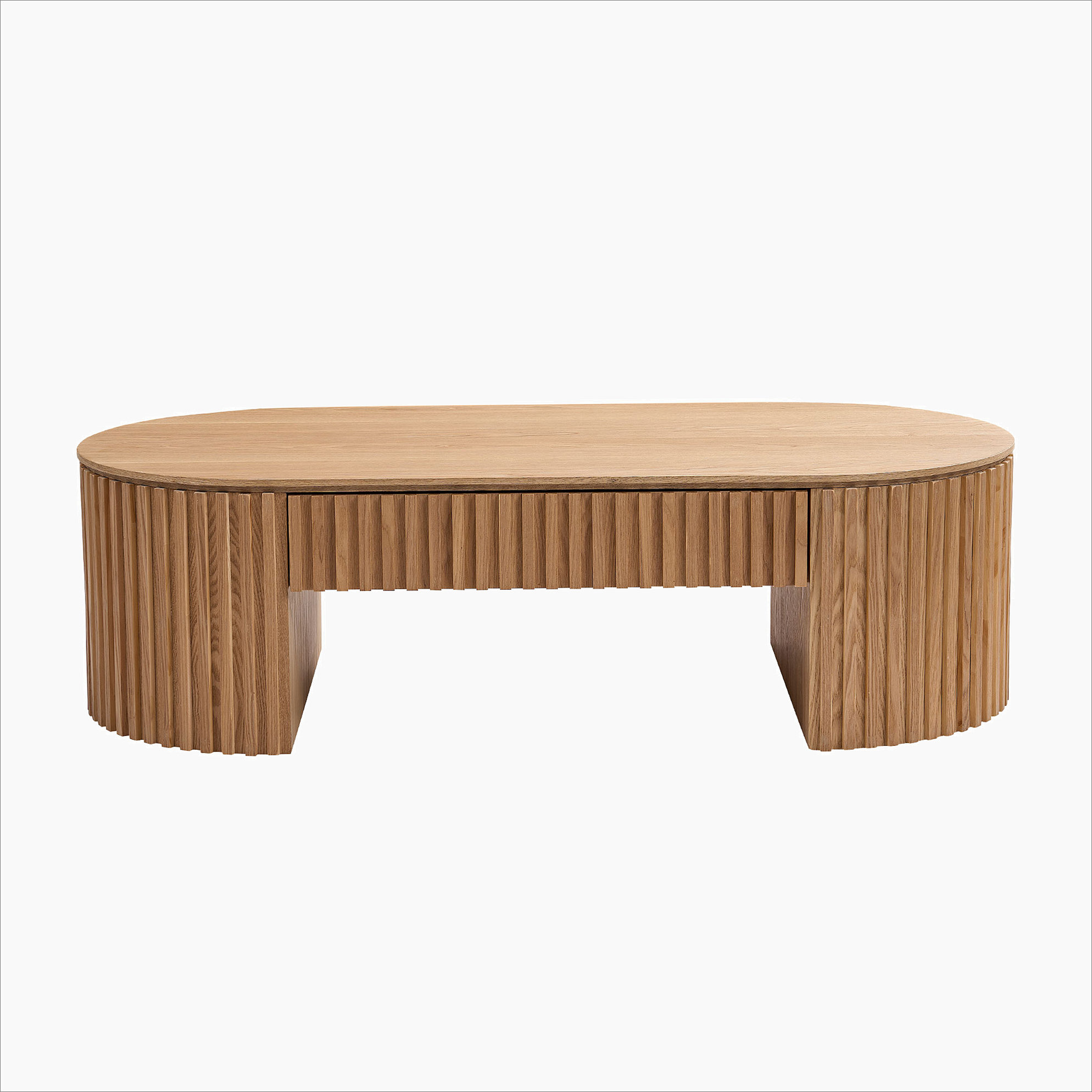 Corrigan Studio® 51.18'' Oval Wood Coffee Table With Drawer Mid Century ...