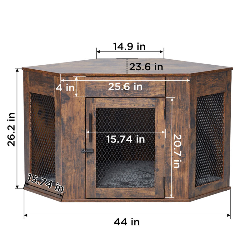 Tucker Murphy Pet™ Furniture Style Corner Dog Crate, Indoor Aesthetic ...