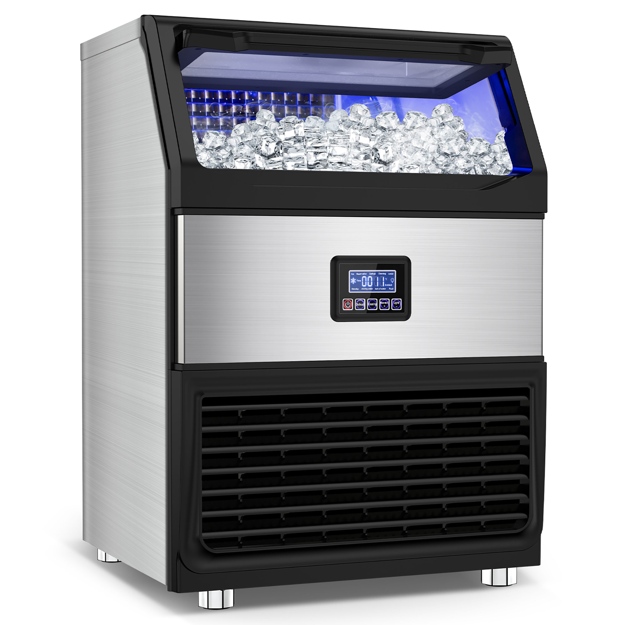 Denjol Commercial Ice Maker Machine – 250 Lbs/24h, 75 Lbs Storage Bin ...