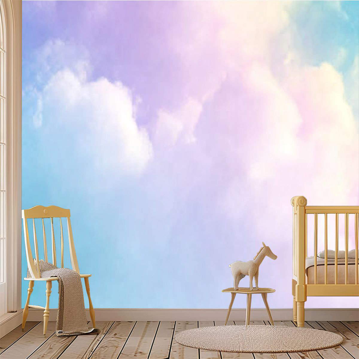 Ivy Bronx Peel and Stick Wallpaper Wall Mural Bright sky cloud colorful ...