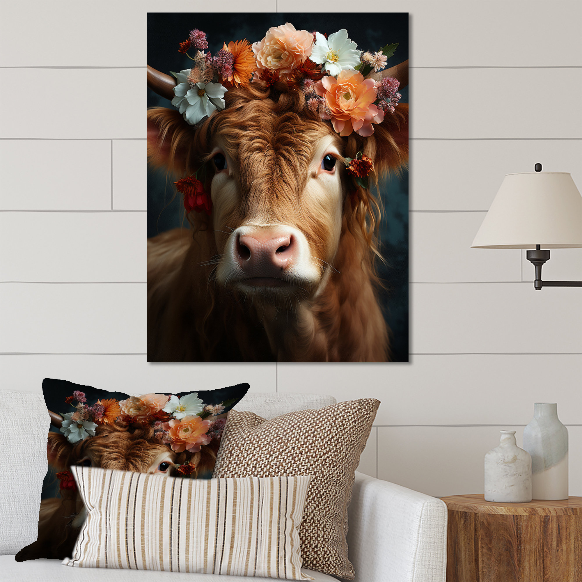 Trinx Cow Flower Crow - Animals Metal Wall Art Living Room | Wayfair