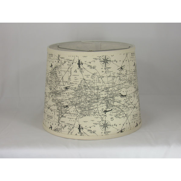 World Menagerie World Map Cotton Drum Lamp Shade (Spider) in Ivory and ...