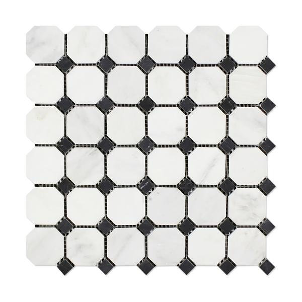 Nesttile Oriental White Octagon Dots Mosaic Polished - Wayfair Canada