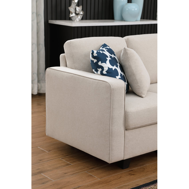 Ebern Designs Solina Linen Reversible Modular Corner Sectional Sofa ...