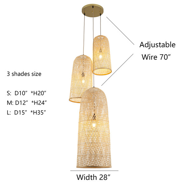 Bayou Breeze Dainna 3-light Natural Cluster Hanging Chandelier Pendant ...