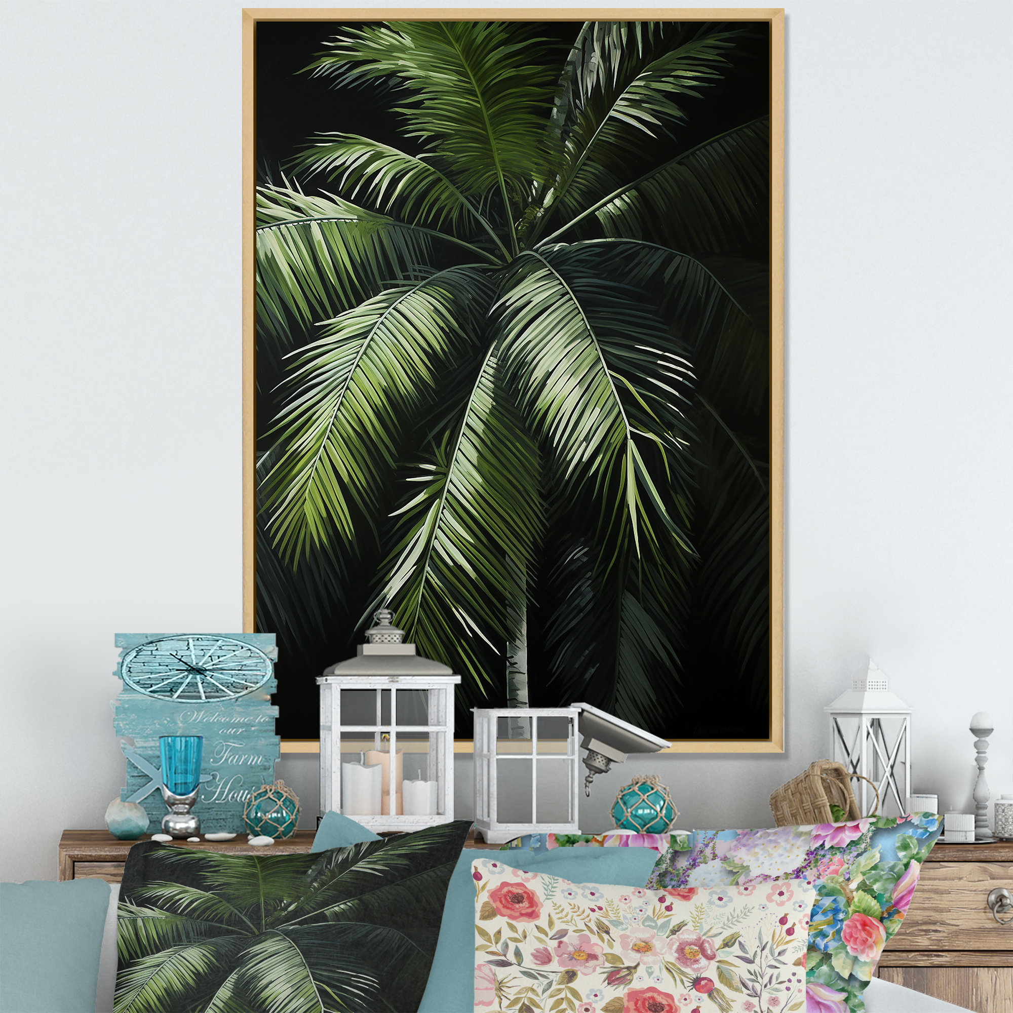 Bay Isle Home™ Albali Green Minimalims Palm Trees VIII On Canvas Print ...