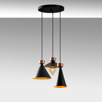 East Urban Home 3 - Light Black/Copper Cluster Pendant | Wayfair