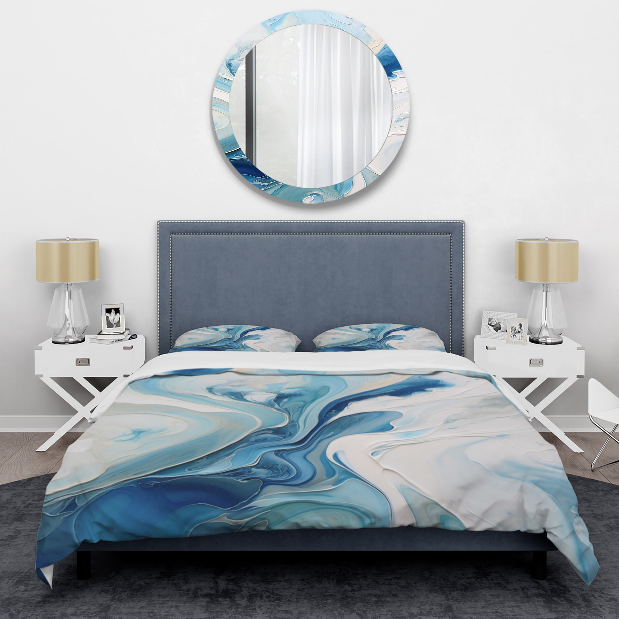 Design Art Blue and Grey Ethereal Elixir V Microfiber / Polyester Duvet ...