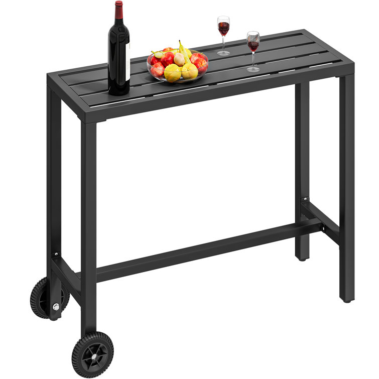 Lark Manor Arteta39”/55"W X 37"H Rectangular Metal Outdoor Bar Table ...