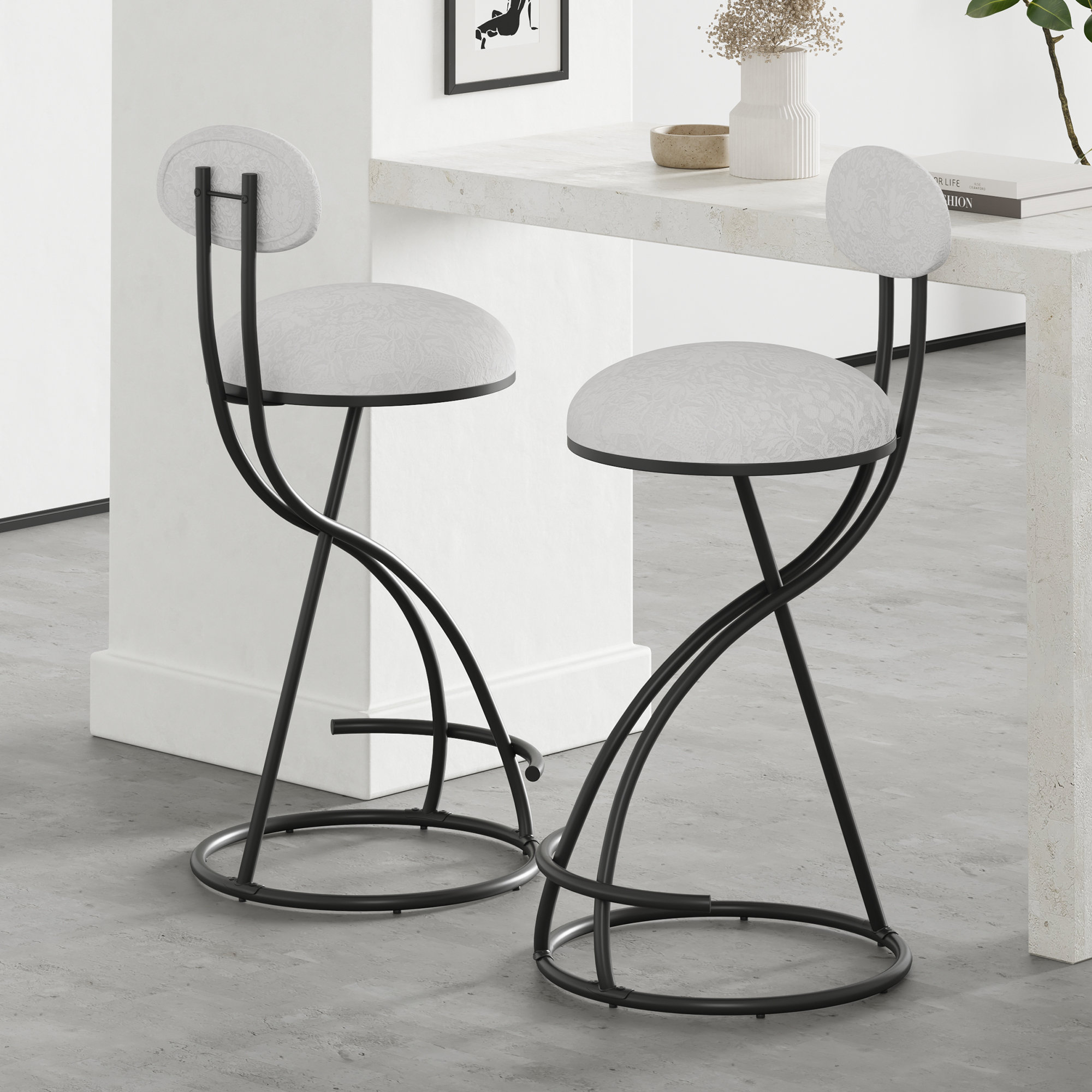Ivy Bronx Uniquely designed stylish bar stools (set of two) | Wayfair