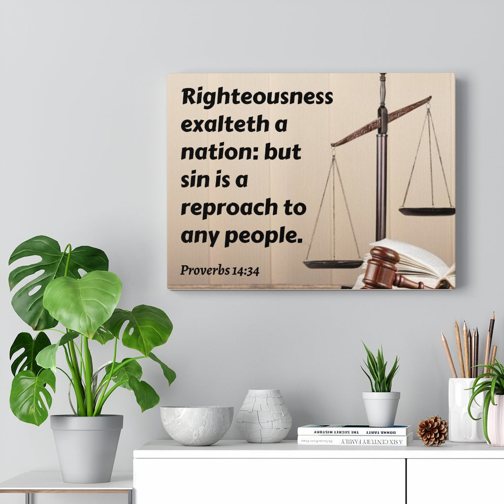Trinx Righteousness Proverbs 14:34 Christian Wall Art Bible Verse Print ...