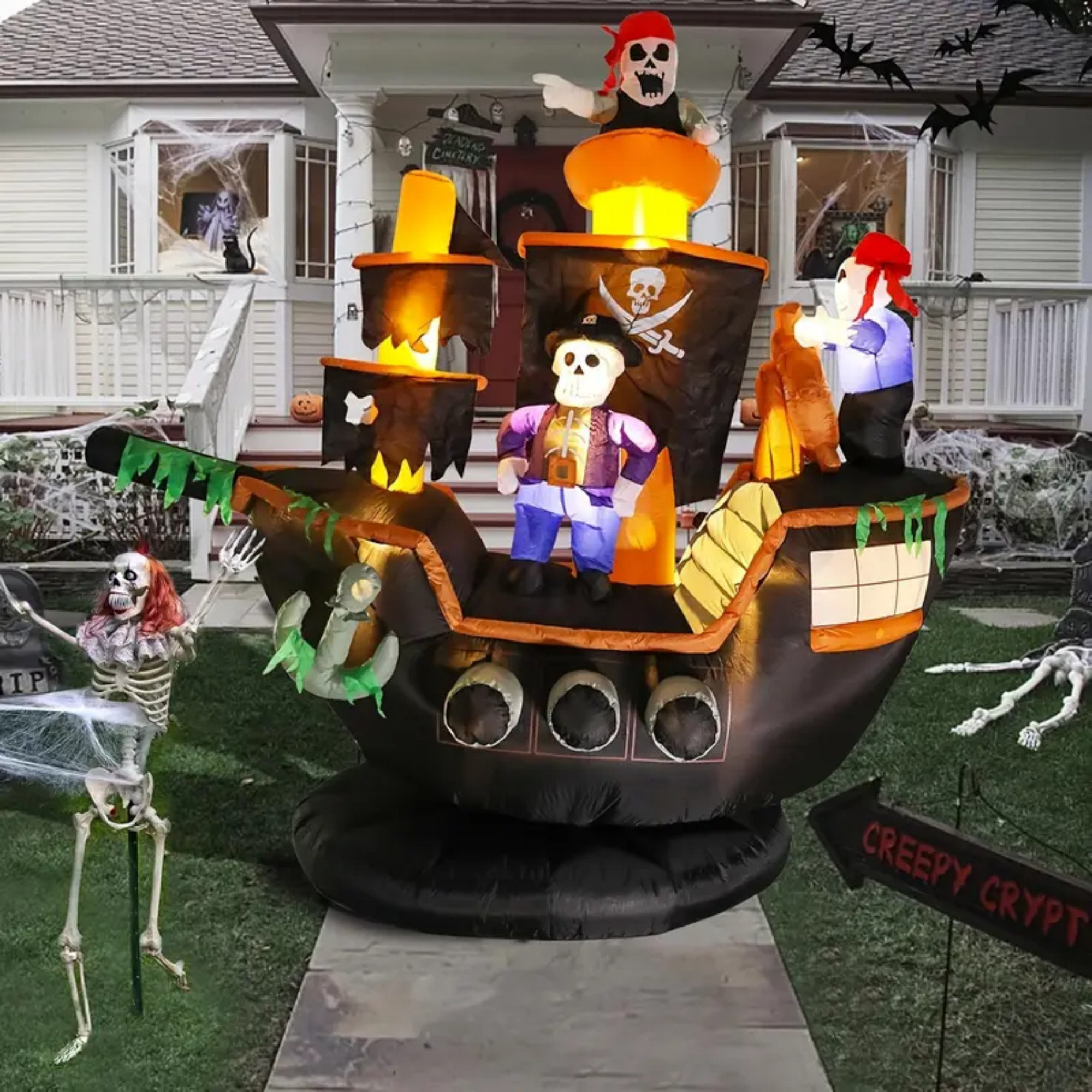 The Holiday Aisle® Halloween Inflatable Pirate Ship-Halloween ...