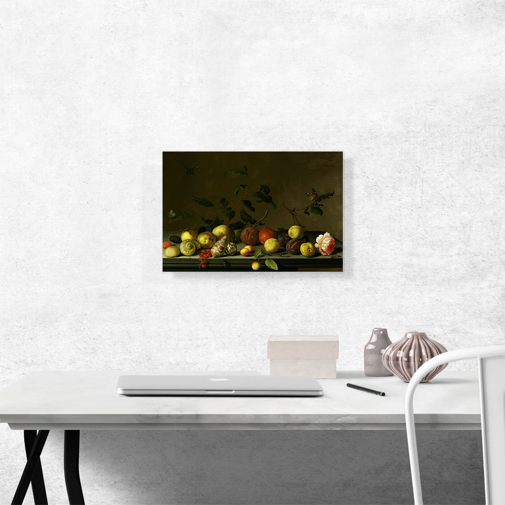 ARTCANVAS Still Life With Fruit, Shells, Rose And Insects Canvas Art ...