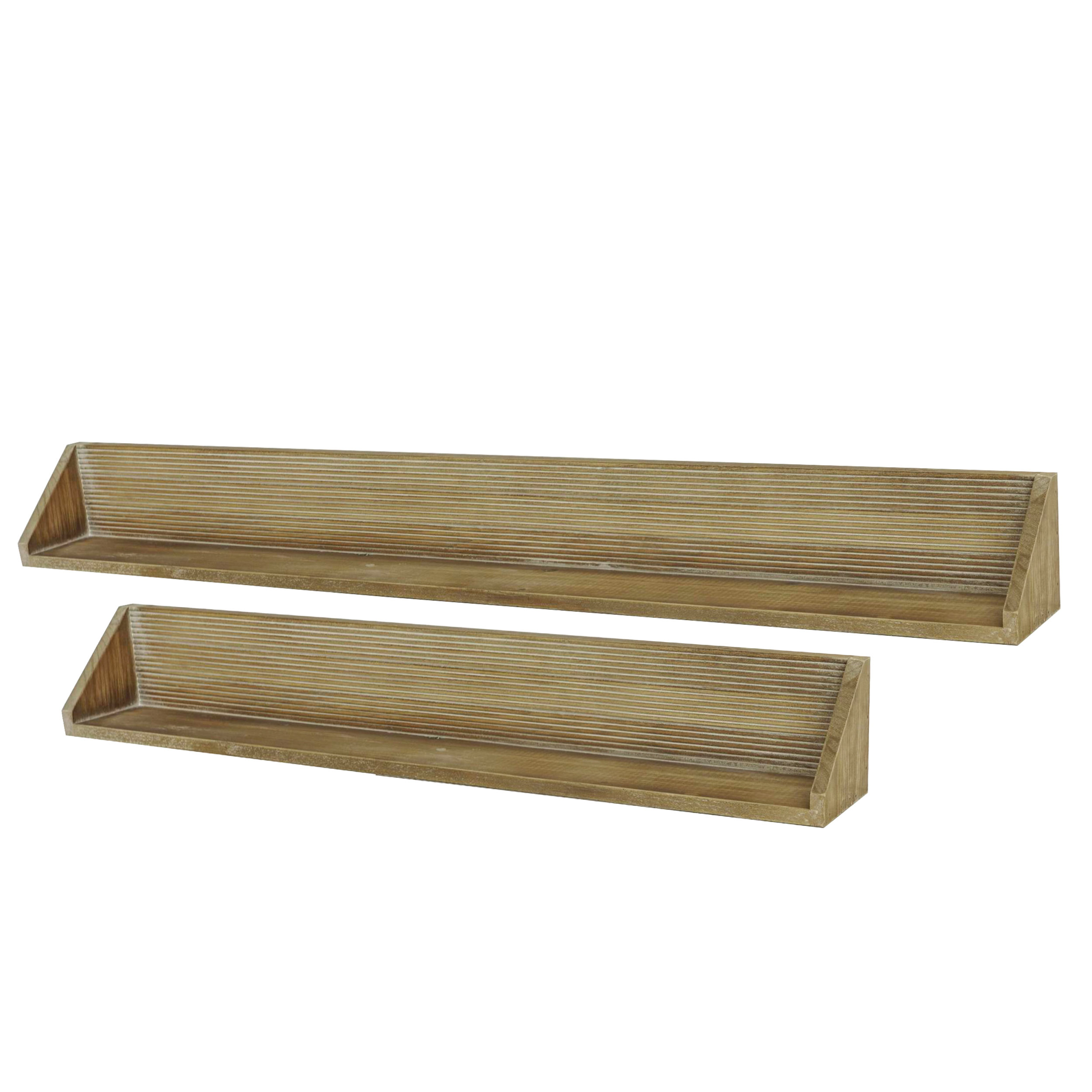 Gracie Oaks VIP Wood 47.25 in. Brown Wall Mounted Shelves Set of 2 ...