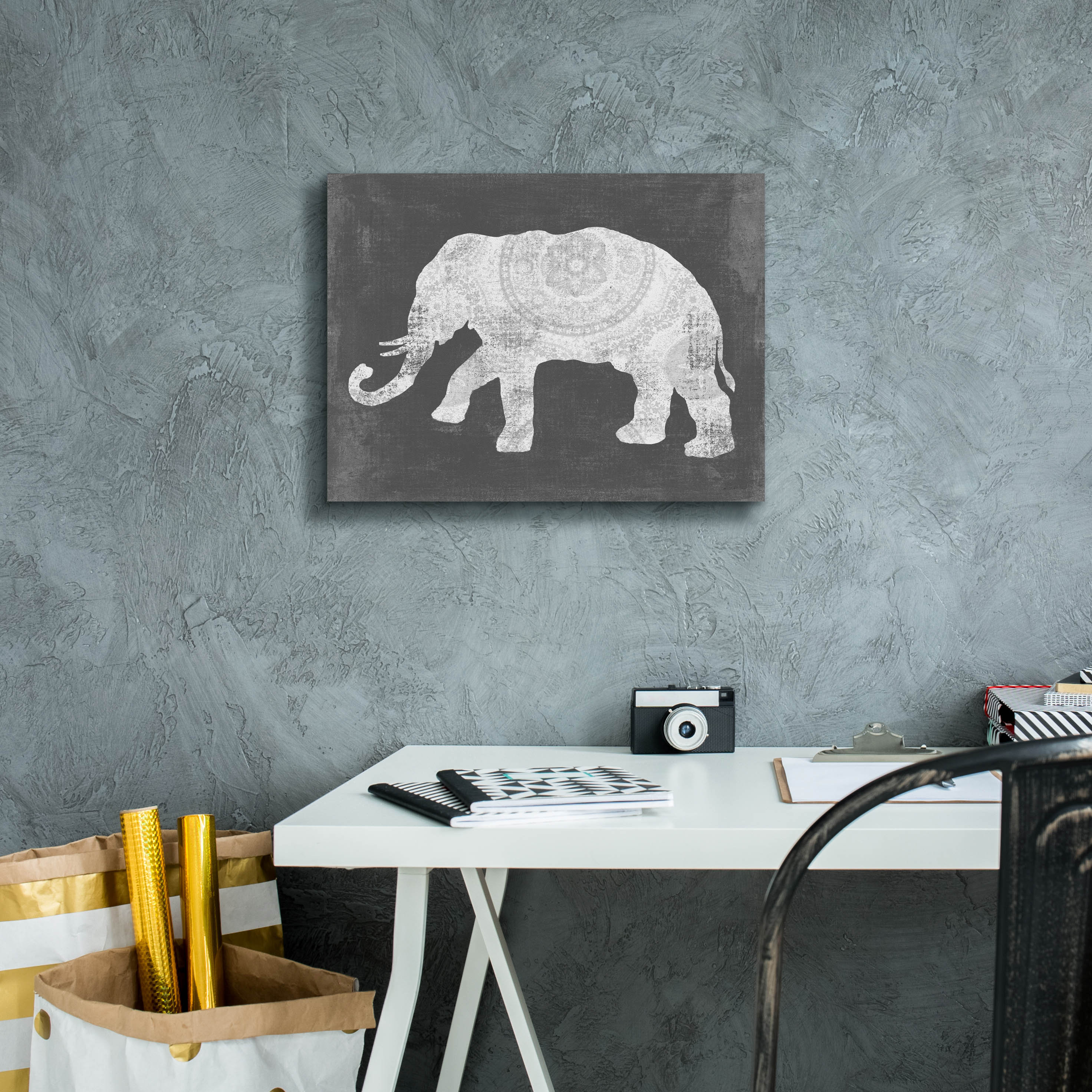 Epic Graffiti 'Silver Raja Elephant 2' by Sue Schlabach Canvas Wall Art ...