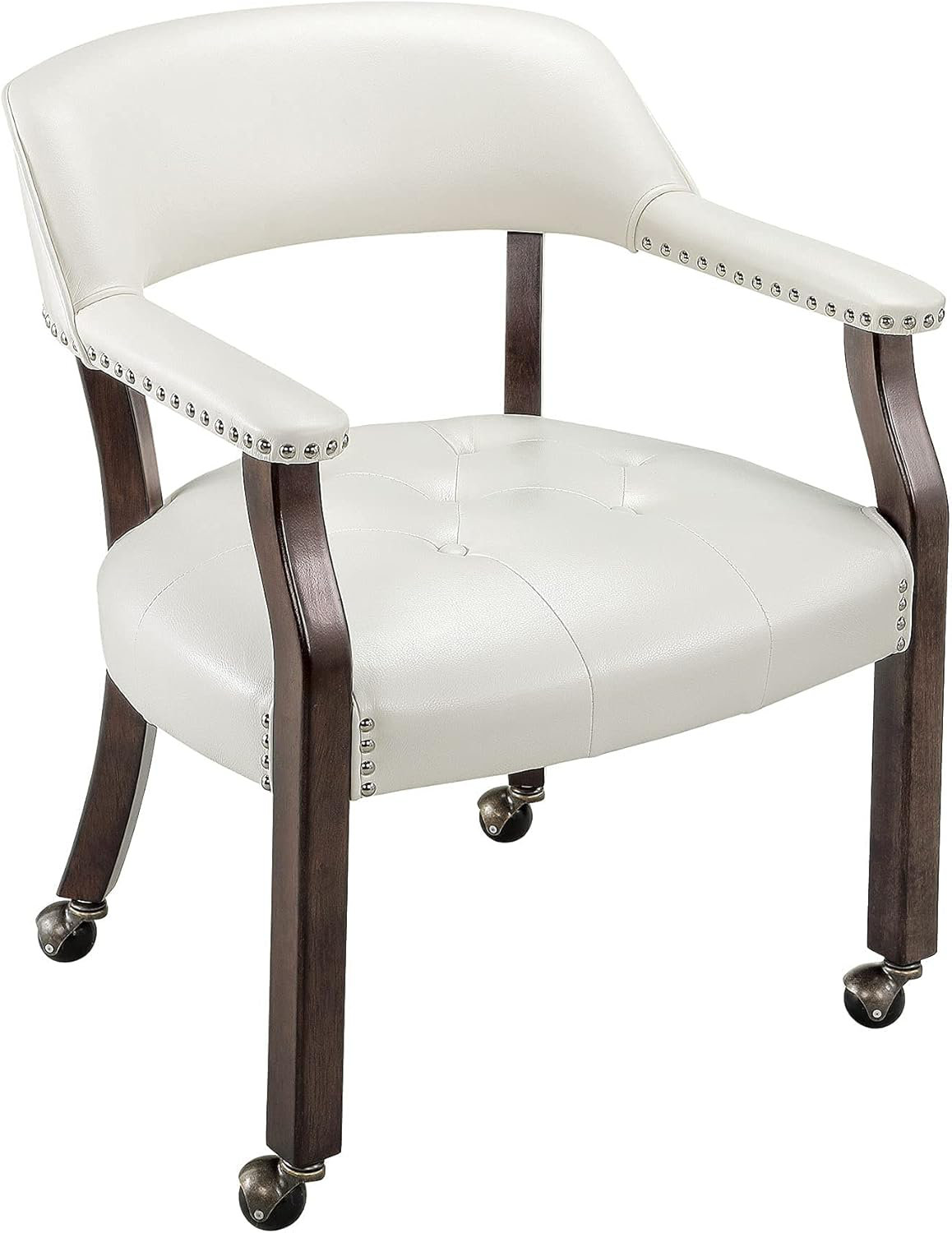 Corrigan Studio® Espresso & Ivory PU Swivel Rolling Dining Chairs With ...