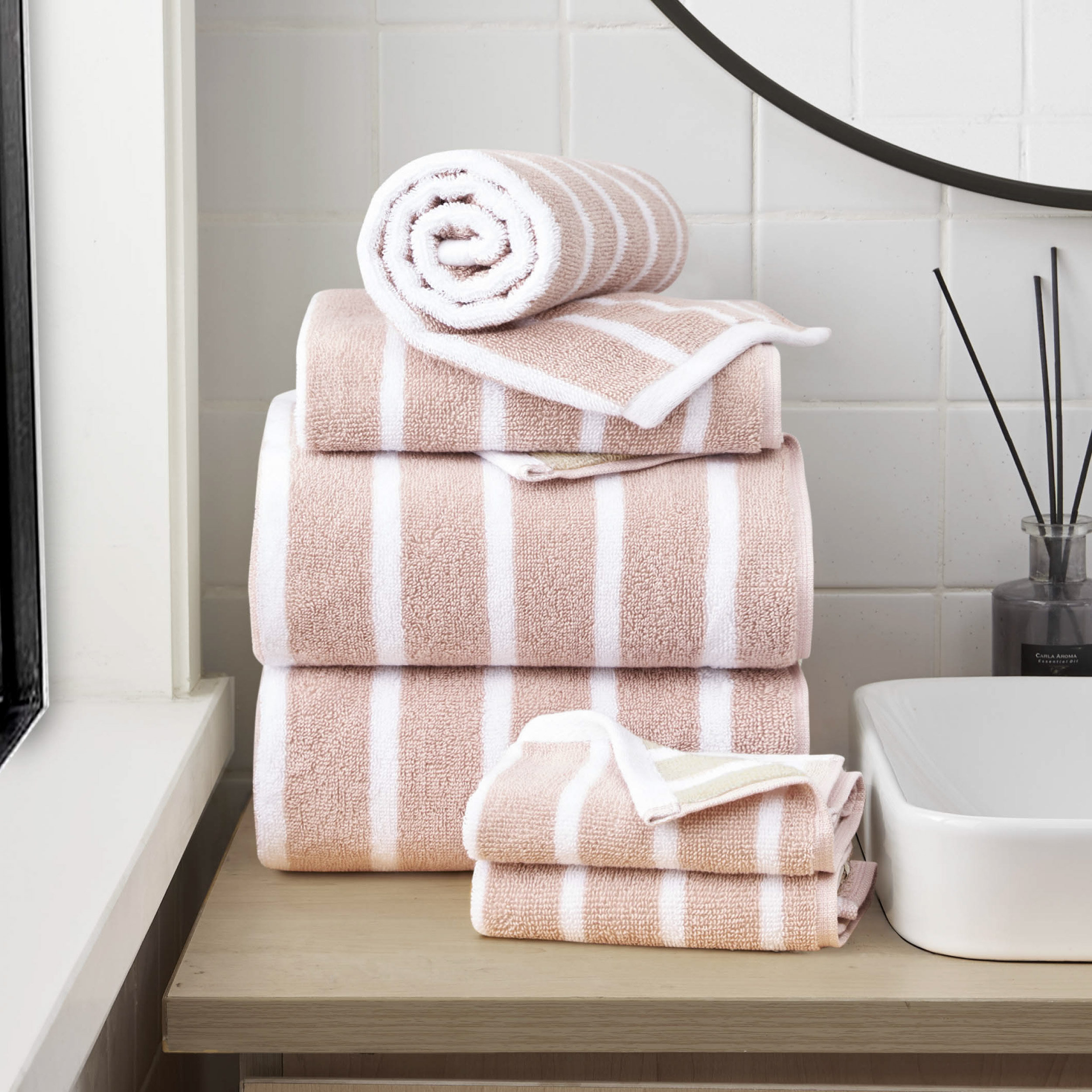 Lucky Brand Reversible Stripe Bath Towels 6-Piece & Reviews | Wayfair