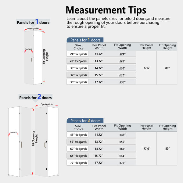 CHIC MODE Bifold Door, For 24"-36"*80" Opening, 3-Lite Tempered Frosted ...