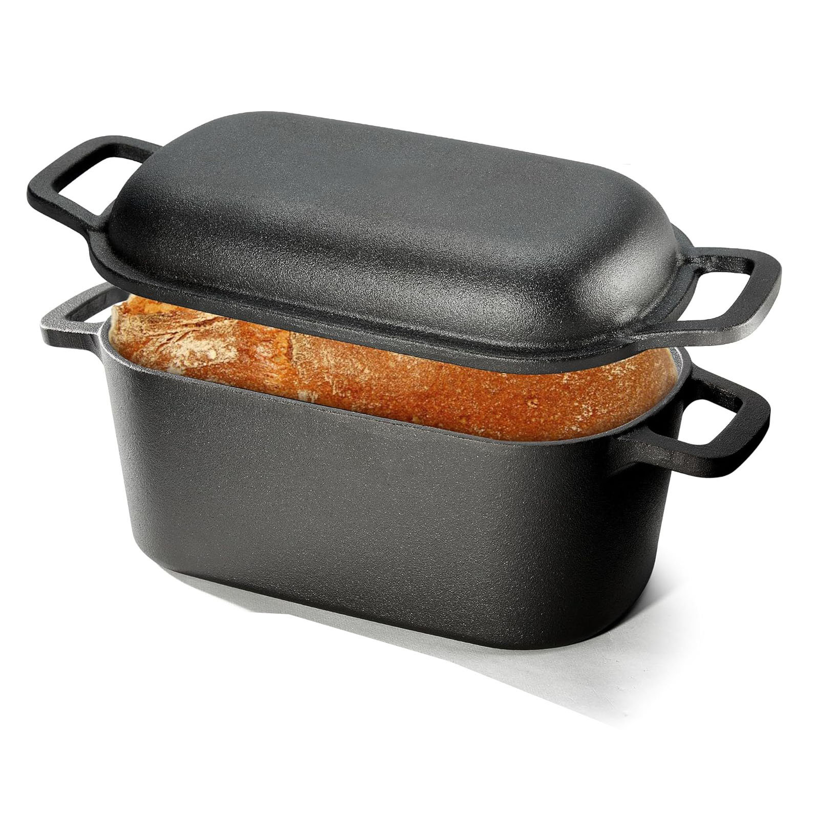 INKEDZ 3.6QT Oval Cast Iron Dutch Oven with Lid, Stove & Oven Safe Up ...