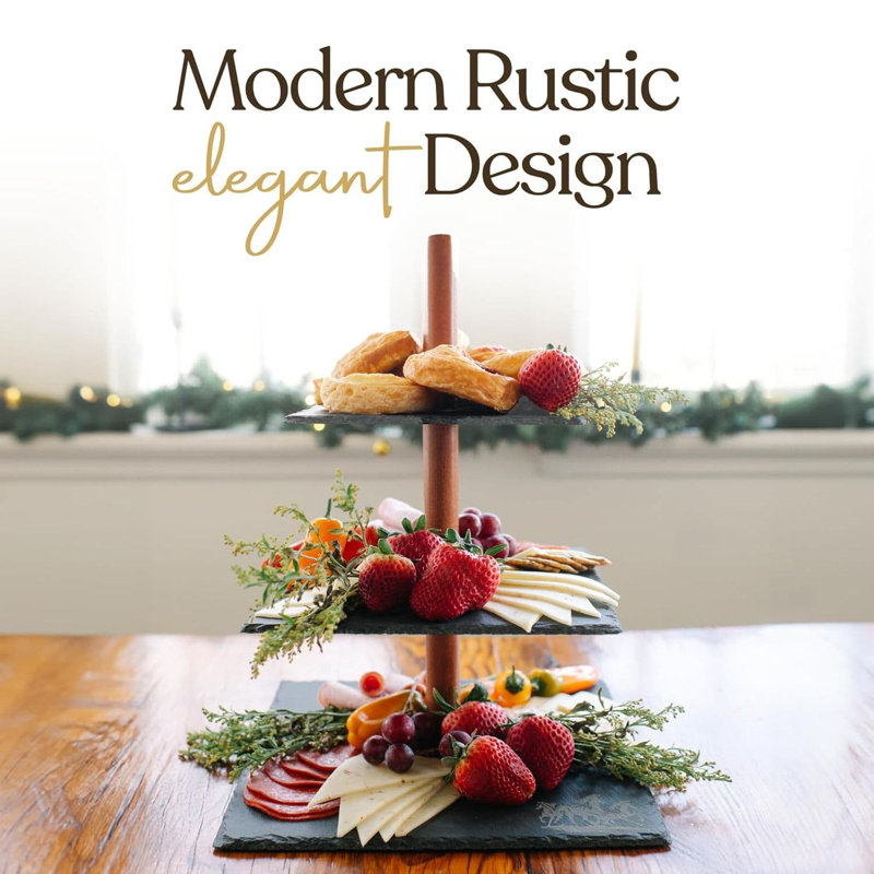 One Allium Way® Modern and Rustic 3-Tier Serving Tray | Wayfair