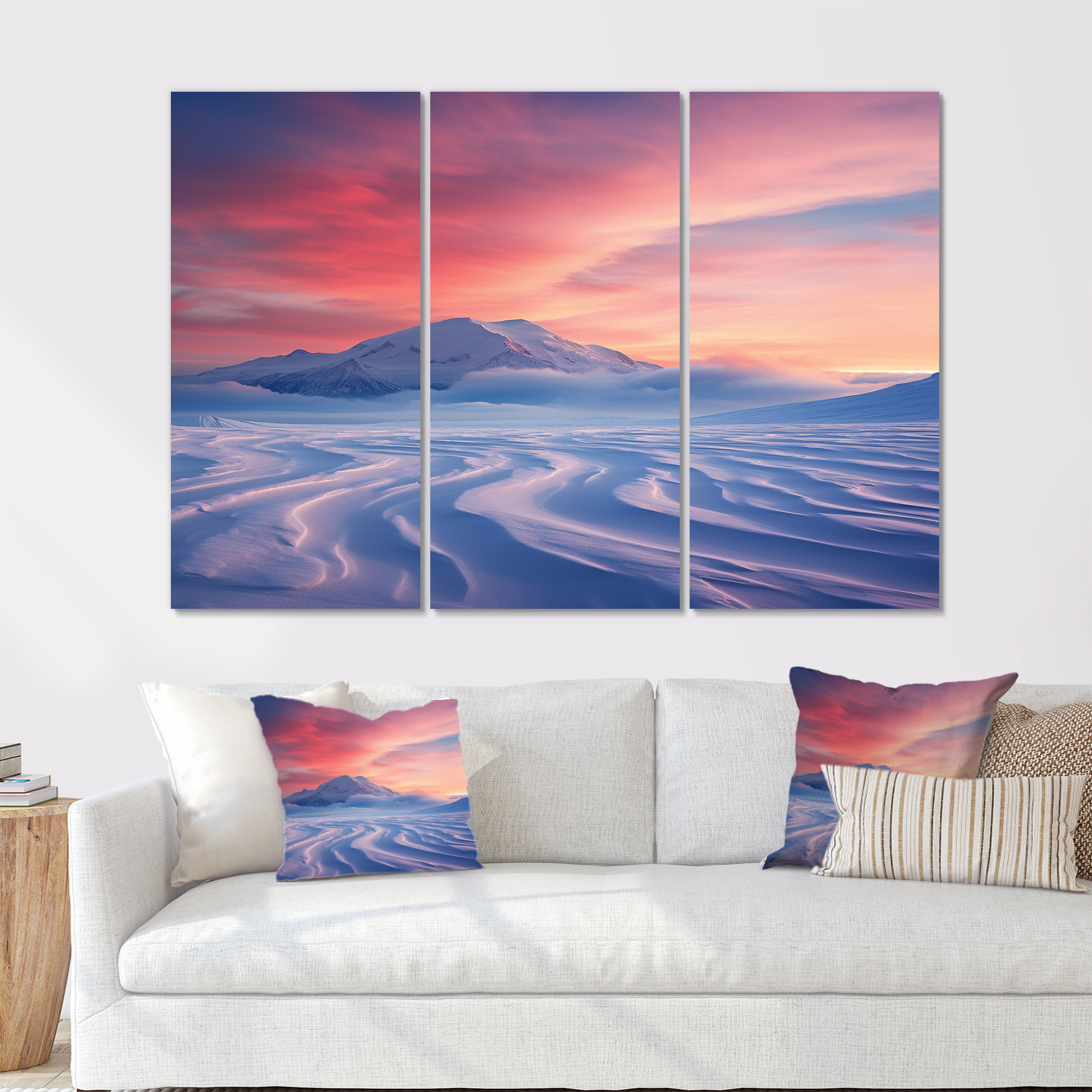 Design Art Winter Trails Snowy Volcano Landscape - Volcano Wall Art ...