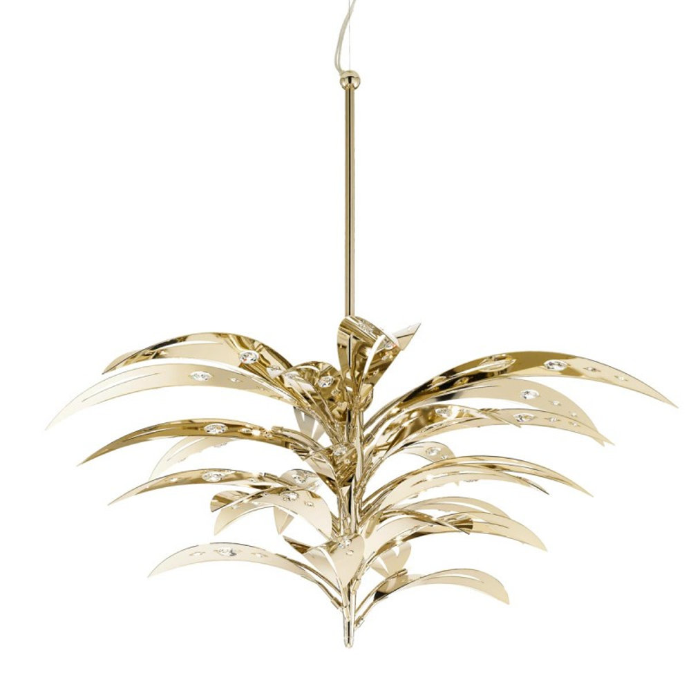 ALAN MIZRAHI LIGHTING Light Unique Tiered Chandelier with Crystal Palm ...