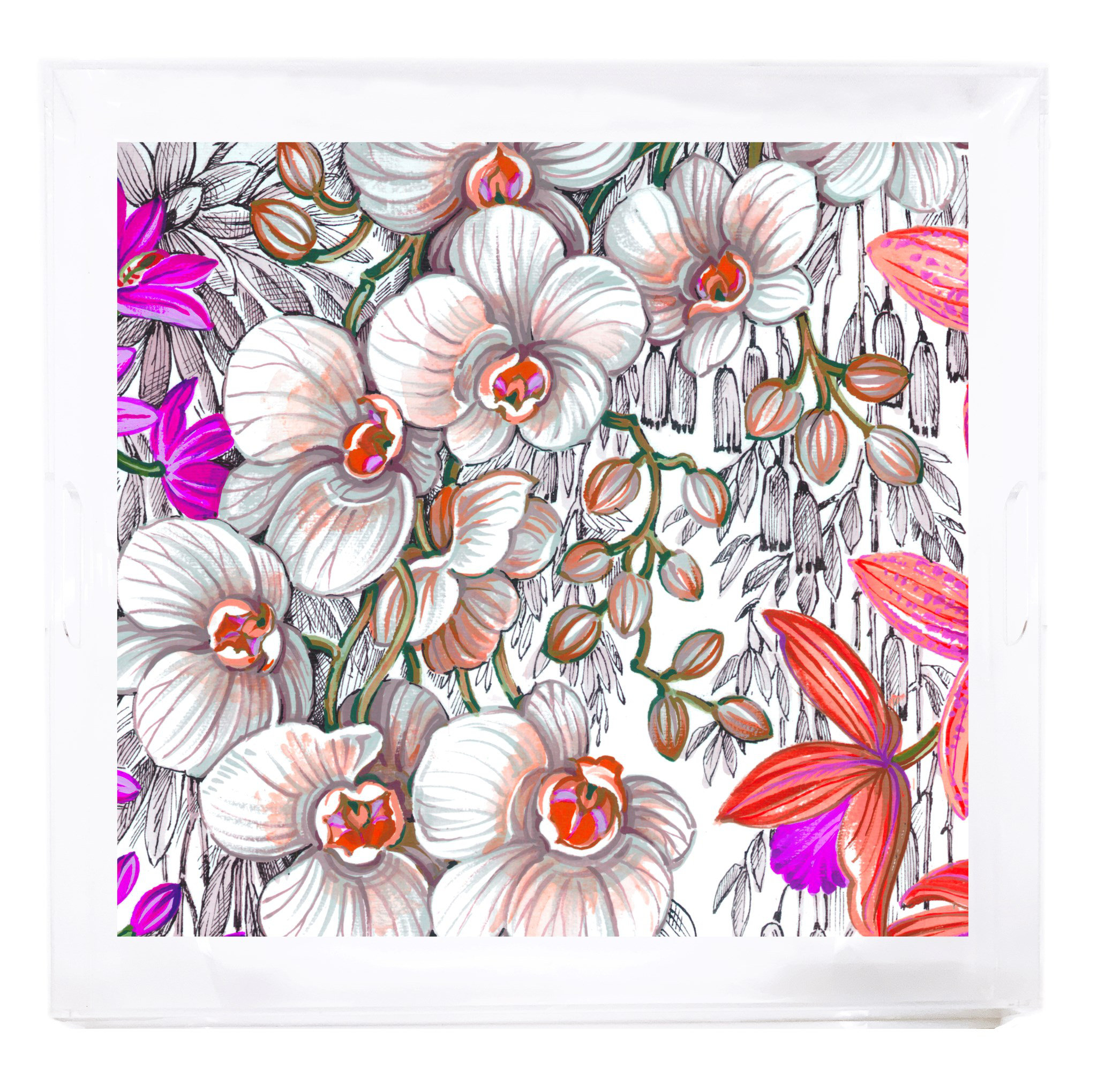 Nicolette Mayer Orchid Phalaenopsis Acrylic Square Decorative Tray ...
