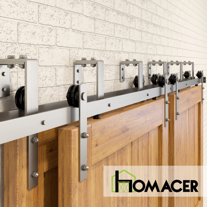 Homacer Brushed Nickel Straight Design Z Shape Brackets Double Track ...