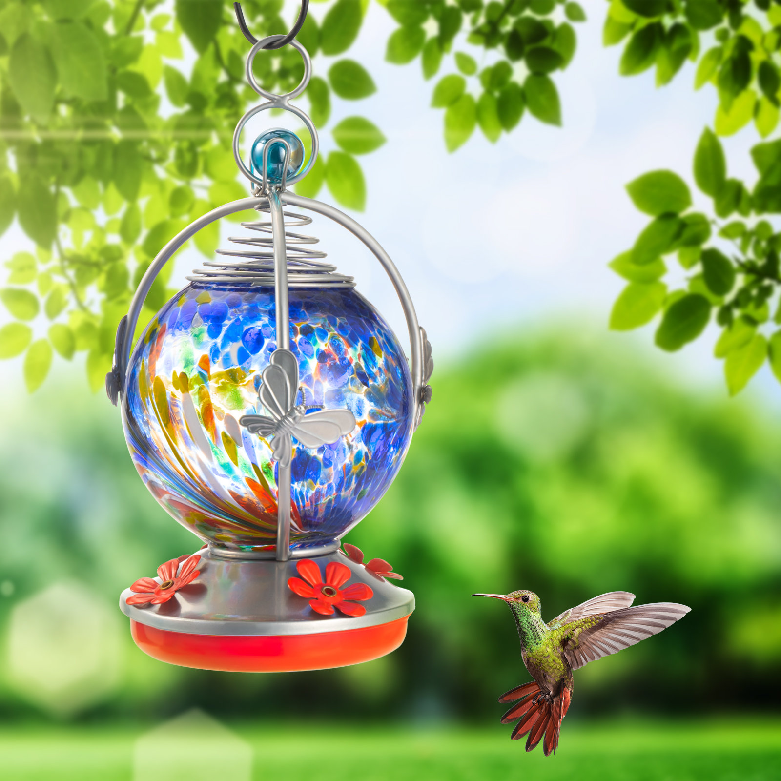 Arlmont & Co. Glass Hummingbird Feeder - Purple & Reviews - Wayfair Canada