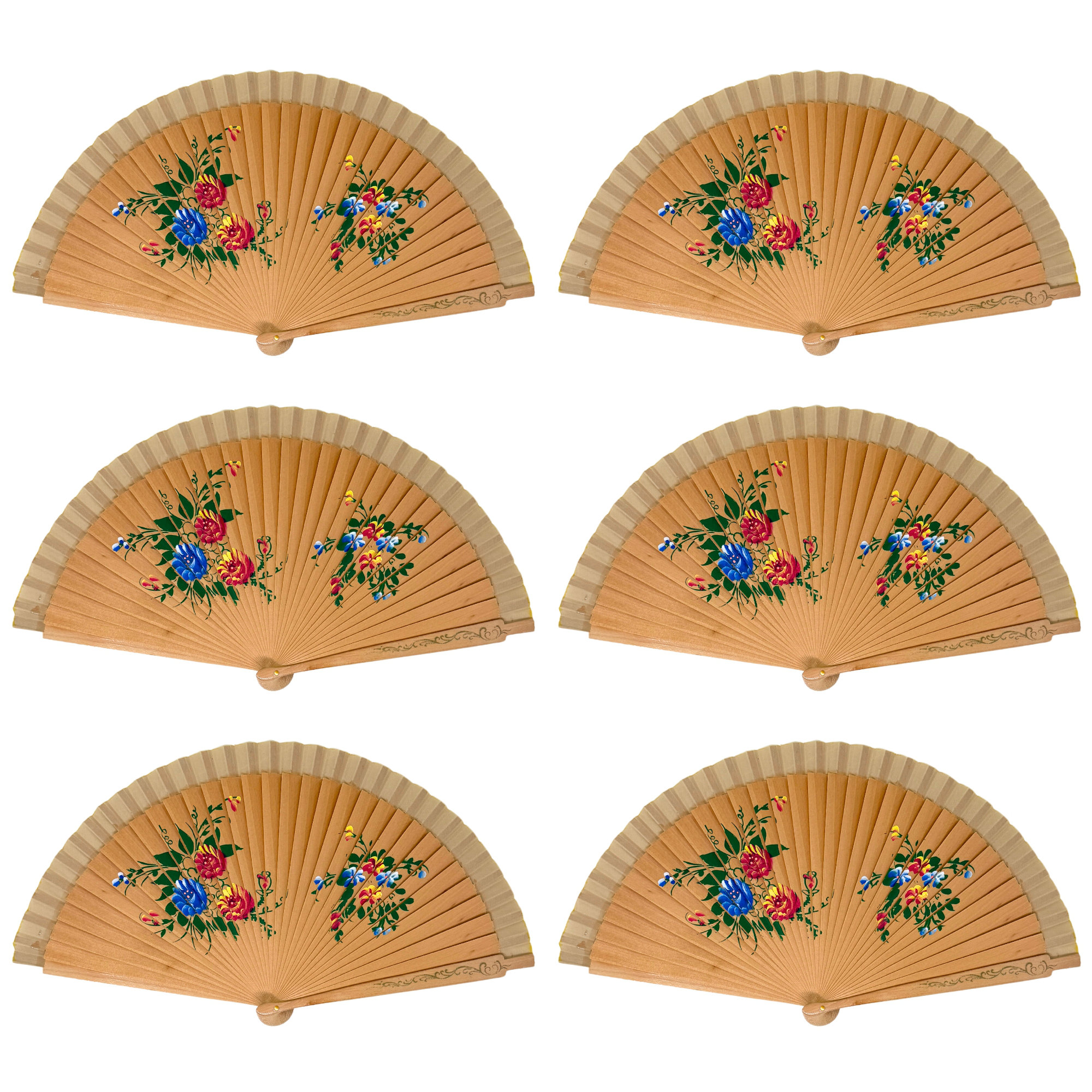 Fleur De Lis Living Pack Of 6 Spanish Style Double-Sided Wooden Hand ...