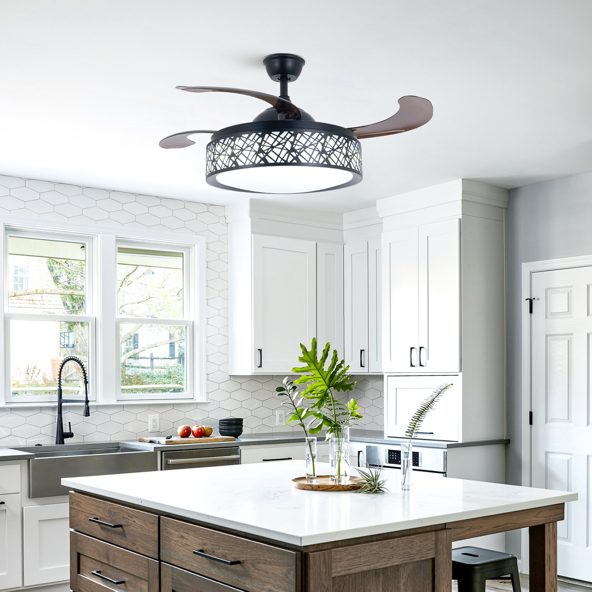 Orren Ellis 42'' Otisville 4 - Blade LED Retractable Blades Ceiling Fan ...