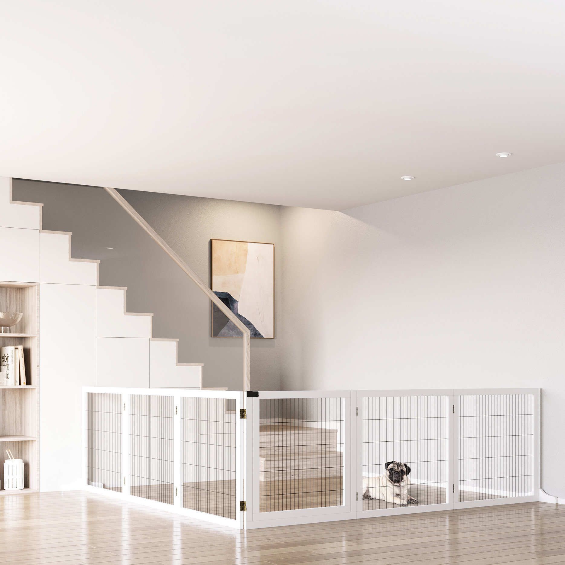 Tucker Murphy Pet™ 170" Freestanding Wooden Dog Gate, White. Foldable ...