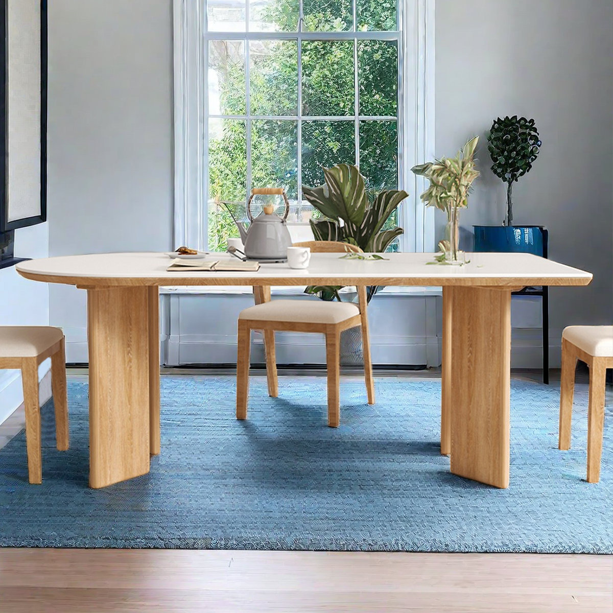 Latitude Run® 55.12" White Stone Free form Dining Table - Wayfair Canada