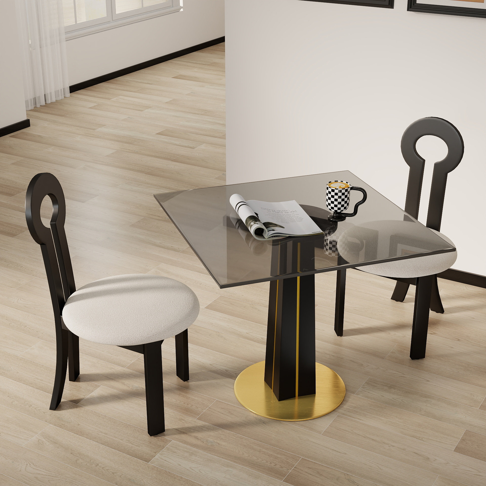 Mercer41 Folkestone Homan 3-Piece Modern Square Glass Dining Table Set ...