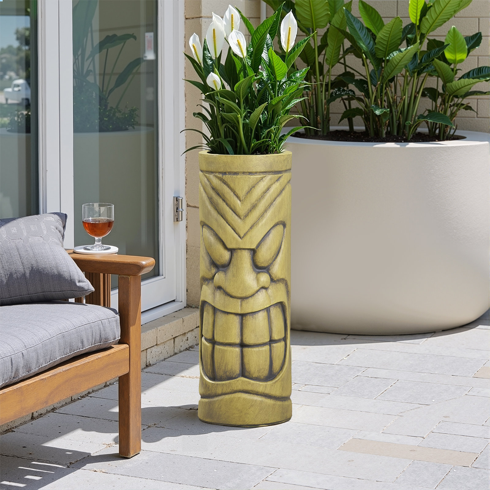 Wooakway Polynesian Style Statue Planter Outdoor Indoor Urn Planter ...