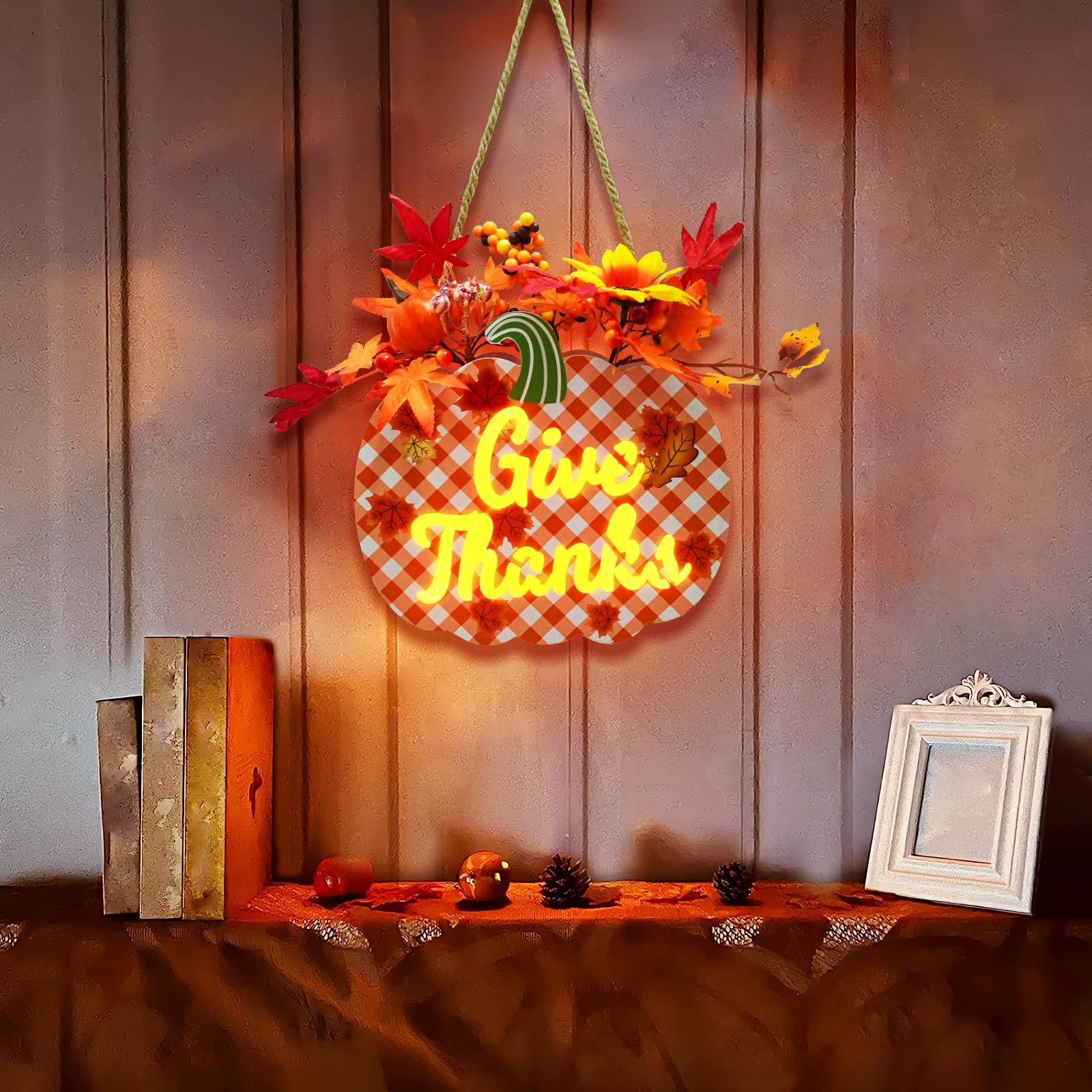 The Holiday Aisle® Lighted Thanksgiving Pumpkin Sign | Wayfair