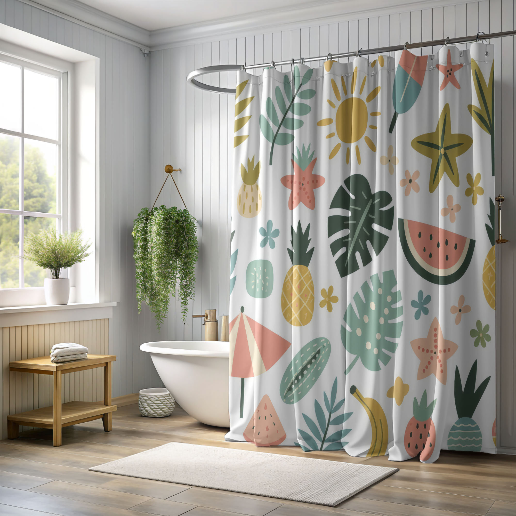 East Urban Home Simple Palm Leaf - 1 Piece Standard Shower Curtain ...