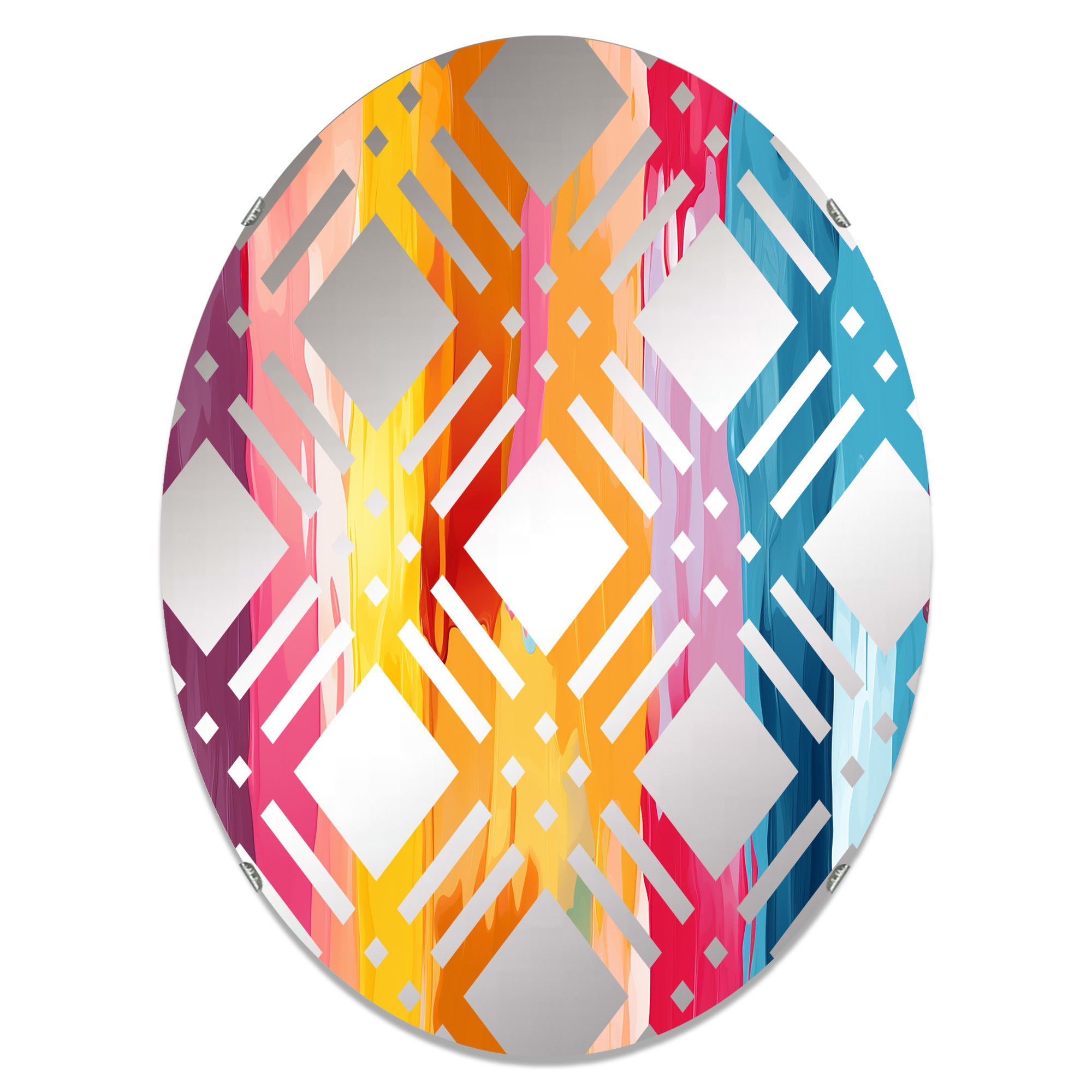 Design Art Blue Artistic Striped Explosion I - Plaid Decorative Mirror ...