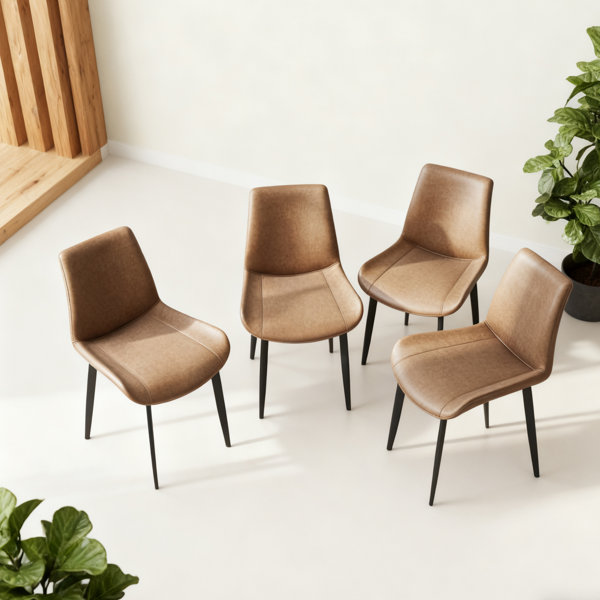 George Oliver Upholstered Faux Leather Dining Chairs Side Chair With ...