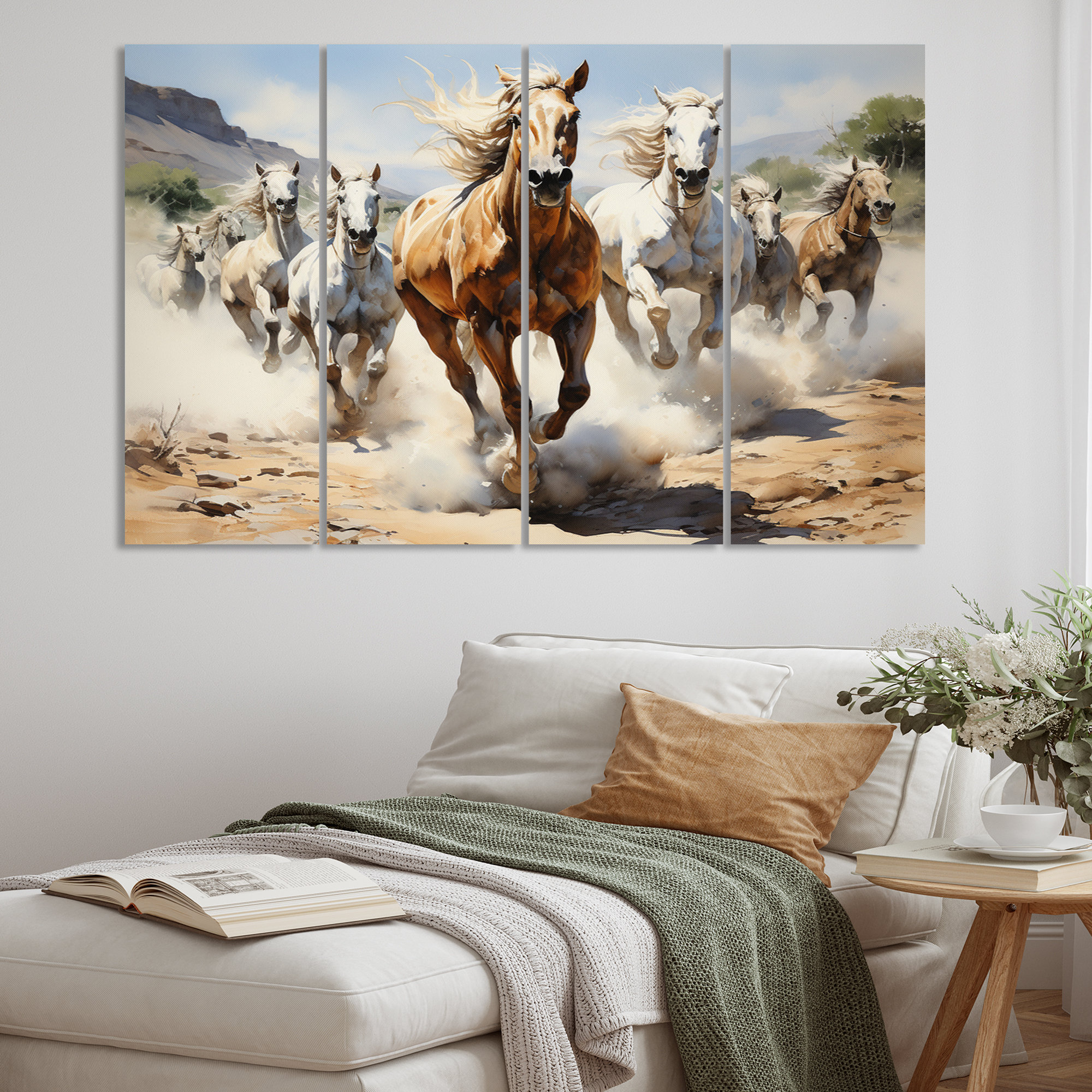 Design Art Cowboy Wild Mustangs Cowboys - Cowboys Canvas Art Print - 4 ...
