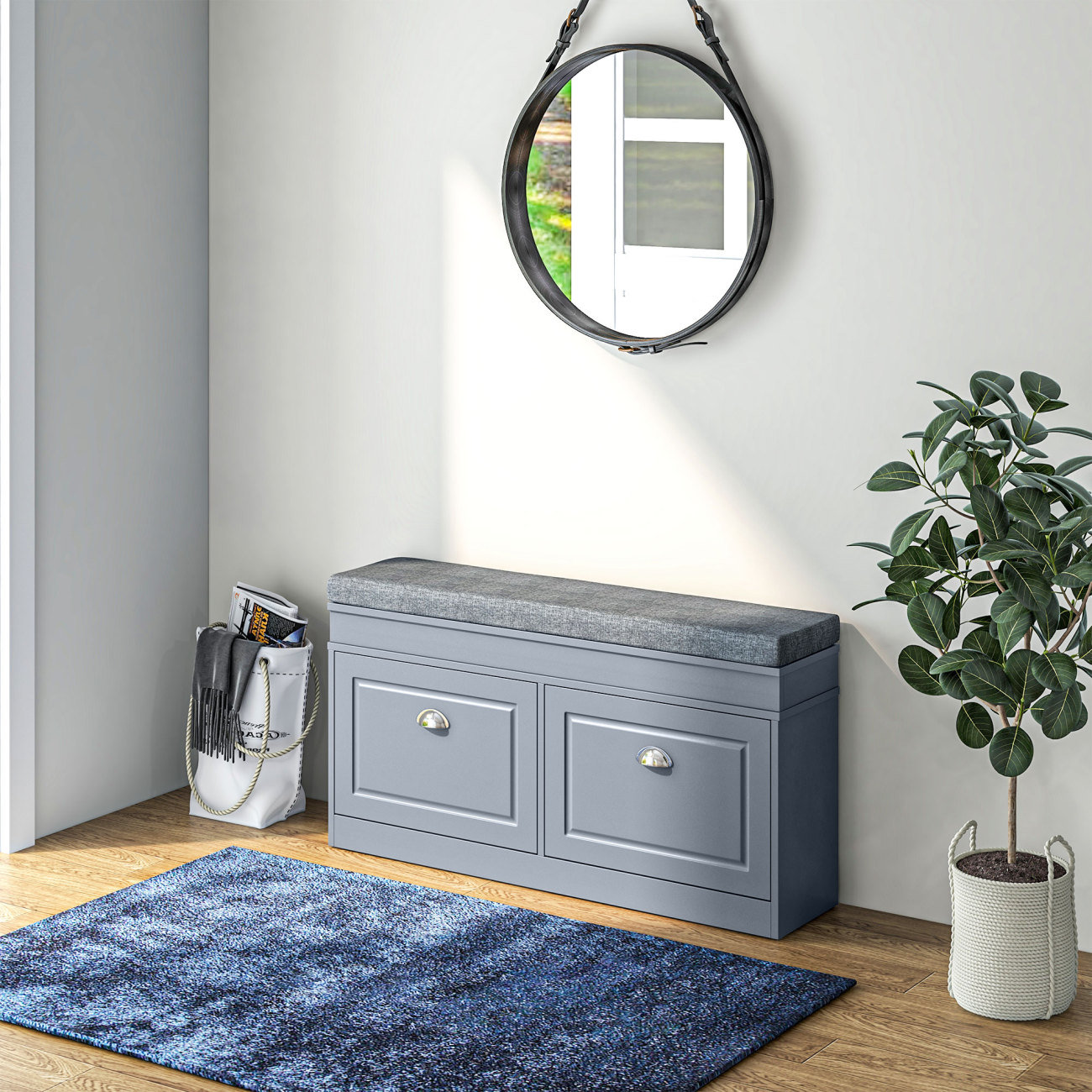 Latitude Run® Modern Shoe Rack Bench For Entryway, Storage Organizer ...